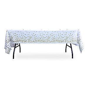 Plastic Gold Star Tablecloth I 4 Pack - Party Table Cloths Disposable Tablecloths for Parties, Birthdays, Weddings I Twinkle Little Stars Tables Cover I Rectangle 54" x 108" Size Covers 6 ft to 8 ft