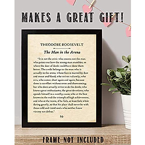 The Man In The Arena by Theodore Roosevelt - 11x14 Unframed Typography Book Page Print - Great Inspirational Gift and Men's Wall Decor for History Buffs