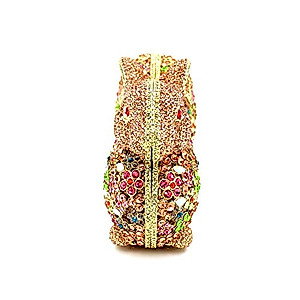DEBIMY Lovely Rabbit Rhinestone Handbags Bling Animal Crystal Clutch Purse Wedding Cocktail Party Evening Bags for Women Blue