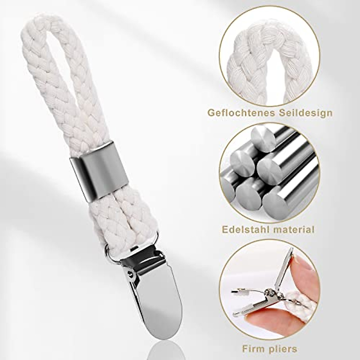 6 pcs Kitchen Towel Clips Woven Cotton Towel Clips with Metal Clamp, Tea Towel Hooks Loops Clips for Hanging, Beach Towel Pegs, Hand Towel Clip Hooks for Bathroom Kitchen