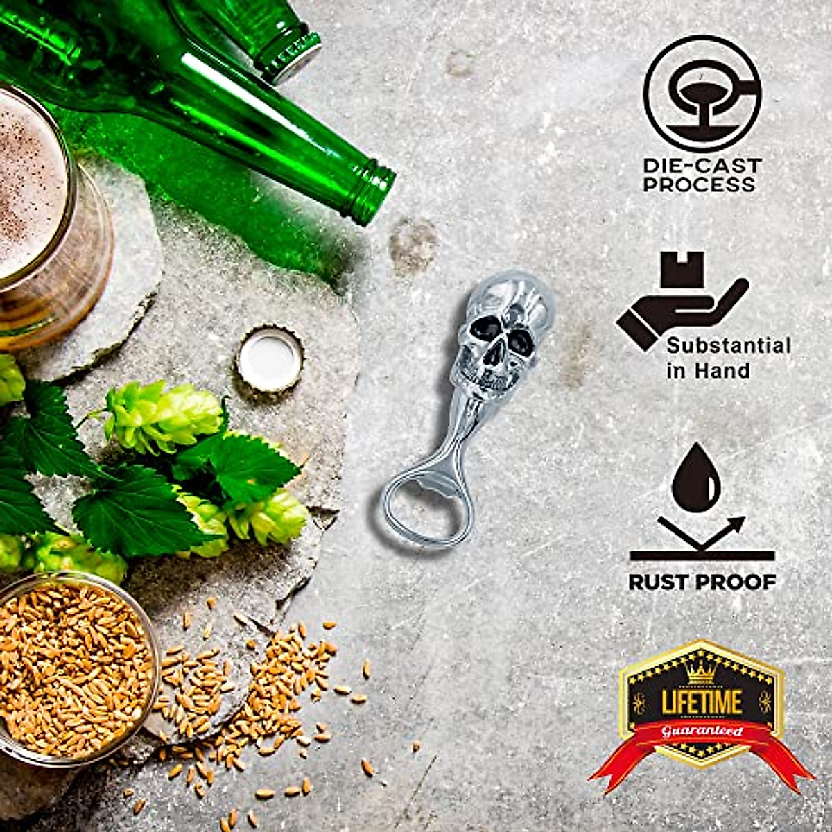 Homestia Skull Beer Bottle Opener Bartender Bottle Opener Vintage Dad Gift Birthday Gift for Beer Lovers, Luxury Camping Gifts RV Gifts Cool Kitchen Gadgets