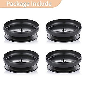 Pcs of 4 Spike Candle Holder Iron Candle Plate Pillar Candle Holder, Black, Decorative Iron Pillar Candle Plate, 3.6" Diameter Pedestal Candle Stand for LED & Wax Candles, Incense Cones, Spa, Weddings