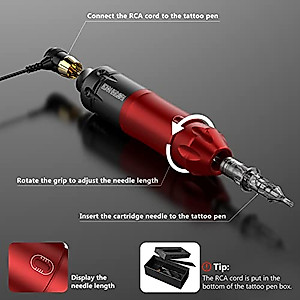 Wormhole Tattoo Kit Tattoo Gun Kit Rotary Tattoo Machine for Tattoo Beginners with Power Supply, Foot Pedal, Cartridge Needles, and Ink Caps Tattoo Pen Machine Kit Black&Red