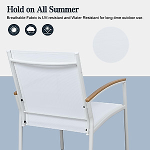 SUNLEI 3-Piece Patio Bistro Sets, Outdoor Black Chairs & Patio Furniture Conversation Set-Two Chairs with Coffee Table (Non-Rocking Chairs/White)