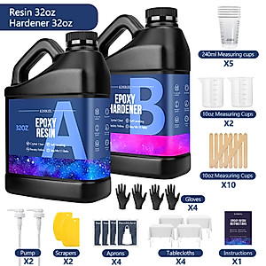 Epoxy Resin 68OZ - Crystal Clear Epoxy Resin Kit - No Yellowing No Bubble Art Resin Casting Resin for Art Crafts, Jewelry Making, Wood & Resin Molds(34OZ x 2)