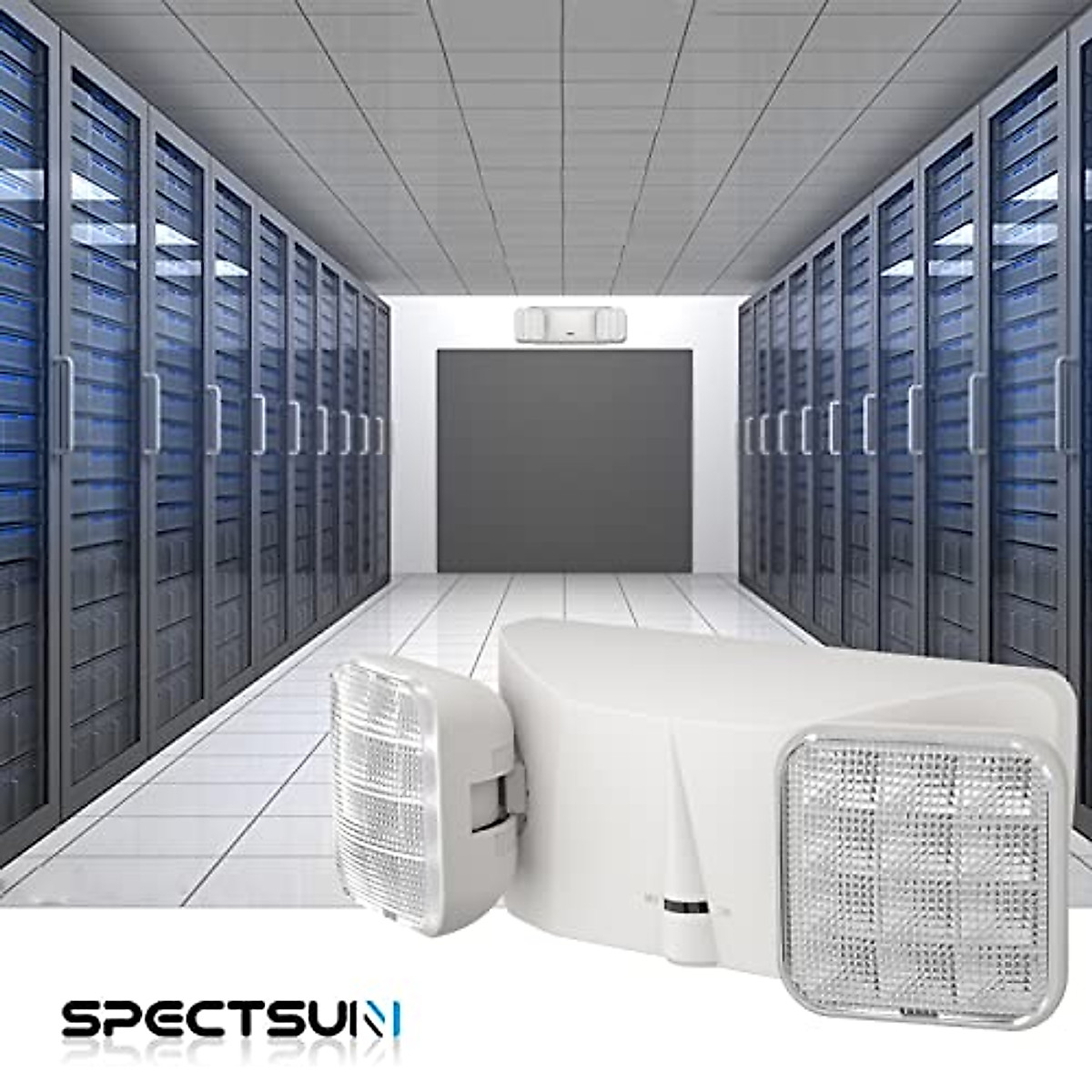 SPECTSUN 1 Pack Led Emergency Lighting White, Adjustable Square Head Emergency Light with Battery, White Emergency Light/Led Emergency Light/Emergency Lighting Fixture/Emergency Exit Light