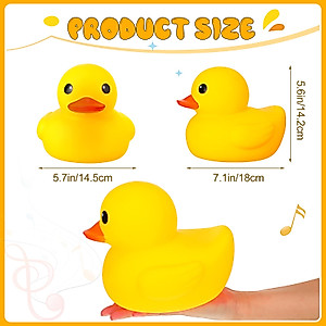 4 Pieces 7 Inches Large Yellow Rubber Ducks, Large Bath Duck Squeak Rubber Duck Float Shower Rubber Ducks Party Decoration Fun Squeak Yellow Duck Pool Toy for Shower Birthday