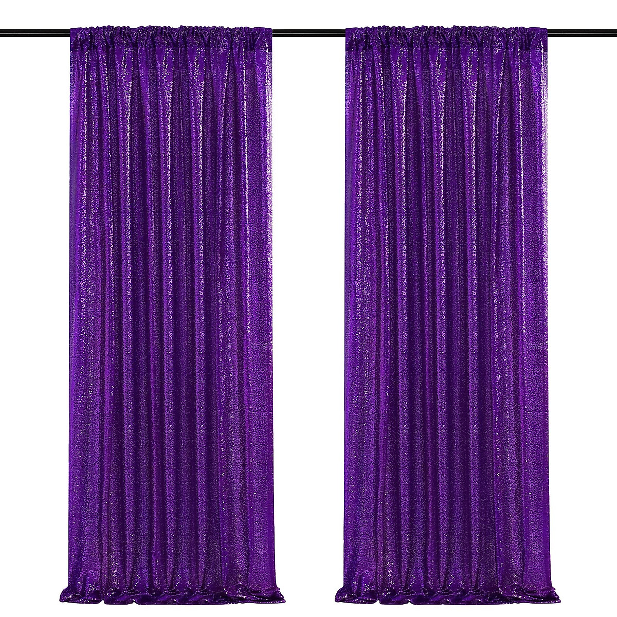 SoarDream Purple Sequin Backdrop 2 Pieces 2ftx8ft Wedding Glitter Curtain Backdrop Arch Fabric Drapes for Baby Shower Birthday Party Decoration