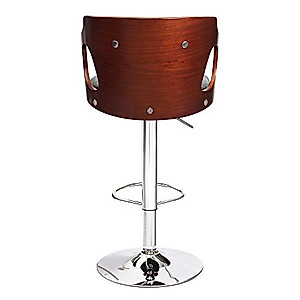 Homall Bar Stools Walnut Bentwood Adjustable Height Leather Modern Barstools with Back Vinyl Seat Extremely Comfy Bar Stool 1 Piece (Black)