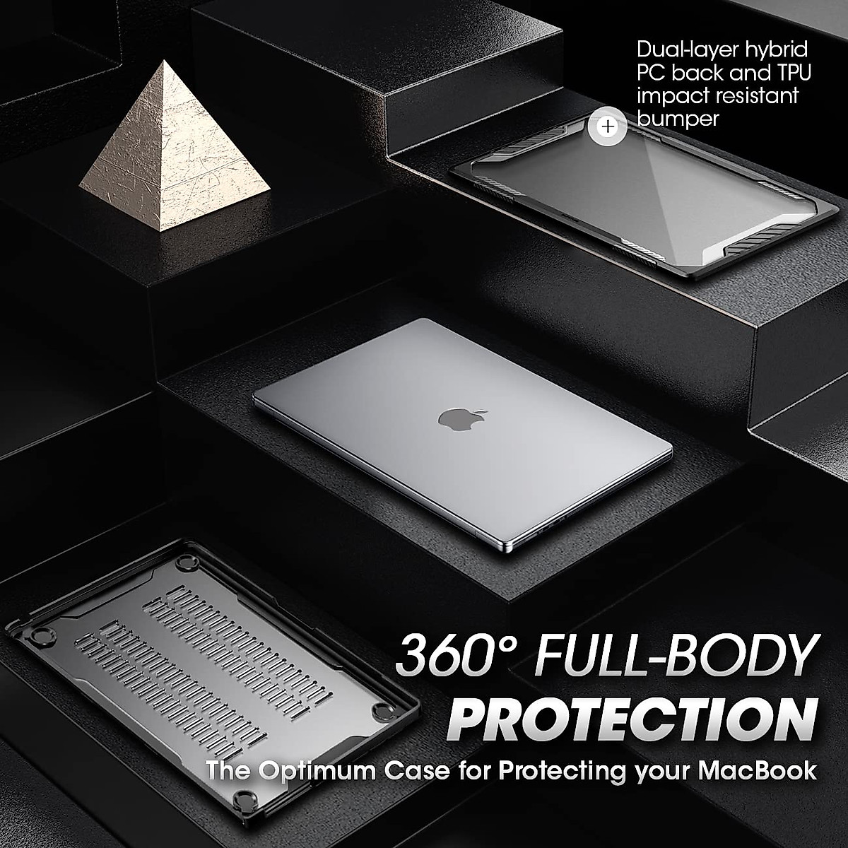 SUPCASE for MacBook Air 15 Inch Case 2025/2024/2023 (Unicorn Beetle), M4 A3241 / M3 A3114 / M2 A2941 Heavy Duty Shockproof Rugged Hard Shell Protective Cover for MacBook Air 15" with Touch ID, Black