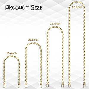 4 Pieces Different Sizes Iron Replacement Flat Chains Iron, Metal Chain Strap for DIY Purse Handbag Shoulder Crossbody Bag Clutch by RAPUDA(15.4 Inch, 23.6 Inch, 31. 4 Inch, 47.2 Inch) Gold
