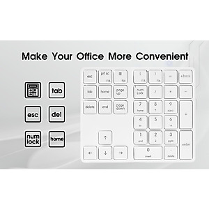 Levieny Wired Number Keypad - 34 Key USB Numeric Keypad, Magicforce Accounting 10 Key for Laptop, Surface Pro, Notebook (White)