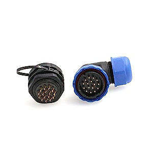 HangTon HE29 16 Pin Plastic Waterproof Connector Male Female Right-Angle Wire Cable Plug + Panel Socket Threaded Outdoor Industrial Electrical Power Circular