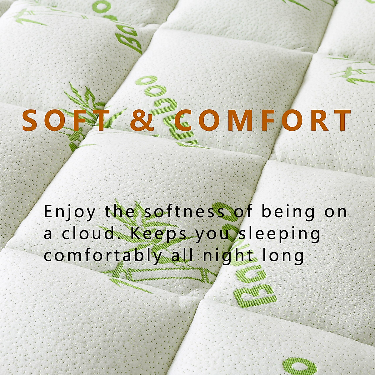 Bamboo_Viscose Mattress Topper Queen Size, Cooling Extra Thick Breathable Mattress pad, 8-21”Deep Pocket Soft Quilted Fitted Mattress Cover with Down Alternative Fill