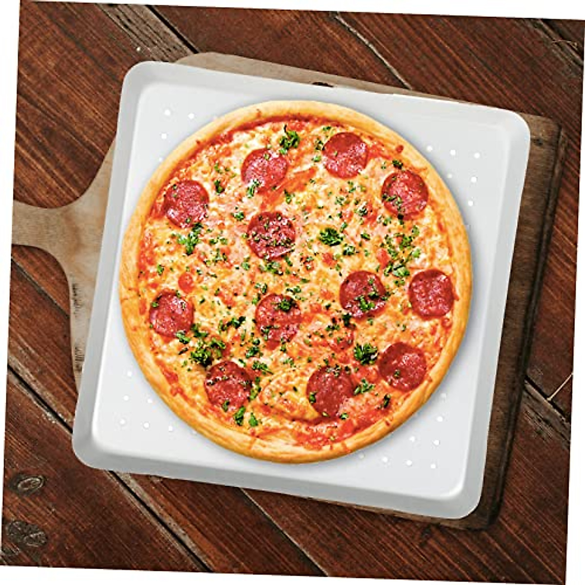 SHOWERORO 1pc Pizza Pan Bread Oven Mini Oven Aluminum Cake Pans Pizza Bakeware Non Pizza Pan Pizza Baking Screen Aluminum Alloy Silver Hollow Pizza Pan Square Pizza Plate Cake Baking Pan