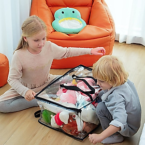 Vieshful 3 Pack Clear Clothes Storage Bag, 40L Zippered Closet Organizer, Plastic Storage Containers Moving bags for Comforter, Blanket, Bedding, Duvet, Toys