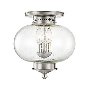 Livex Lighting 5037-91 Harbor 3-Light Ceiling Mount, Brushed Nickel