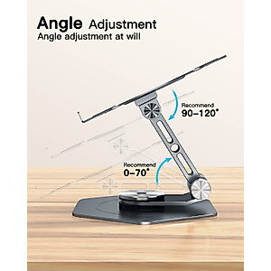 SOJUNER Swivel Adjustable Laptop Stand, 360° Rotating of Aluminum Laptop Stand for Desk, Laptop Riser with Mechanical Sound, Laptop Computer Stand Compatible with 10-16 inch Laptop, Gray