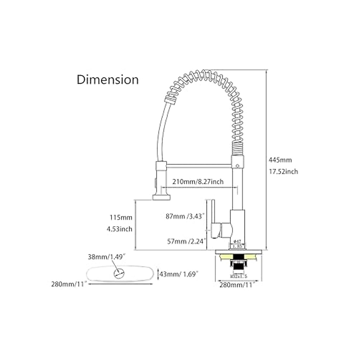 Pirooso Kitchen Sink Faucet, Solid Brass Kitchen Faucet with 3 Function Pull Down Sprayer, Black and Gold Kitchen Faucet
