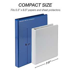 Samsill Economy 1 Inch Mini 3 Ring Binder, Made in The USA, Round Ring Binder, Non-Stick Customizable Cover, White, 6 Pack