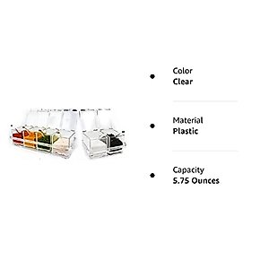 Six Compartment Condiment & Spice Box Serving Set with Spoons - 2 & 4 Section Seasoning Storage Container Rack Combo Set with Removable Cruet Jars (5.75 oz capacity each) | by ImpiriLux