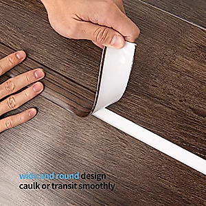 Art3d 4 FT Self Adhesive Vinyl Floor Transition Strip, Laminate Strip Flat Divider for Joining Gaps,Carpet Threshold Transition,Floor Tiles（1.57in, Brown）