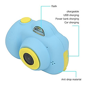 Shanrya 2 Inch HD Screen Children Camera, 610mAh Large Capacity Anti Fall 1080P HD Children Cartoon Digital Camera Convenient for Taking Photo for Video