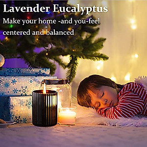 Scented Candles for Home: Lavender Eucalyptus Soy Candle Gifts for Men Women, Fall Aromatherapy Candles Clearance Stress Relief Christmas Black Jar Candle with Cotton Wick 6.4 Oz 36 Hours Long Burning