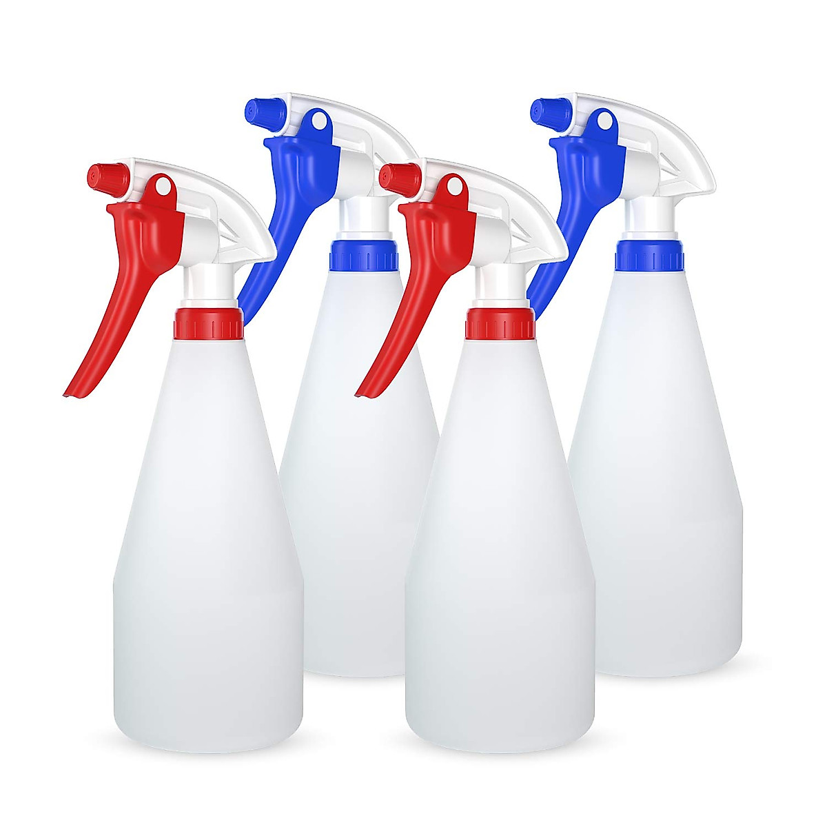Faimikit 32oz Plastic Spray Bottles, Empty and Reusable for Cleaning Solutions, Water, Auto Detailing, or Bathroom and Kitchen, Commercial and Residential, 4 Pack (Red/Blue)