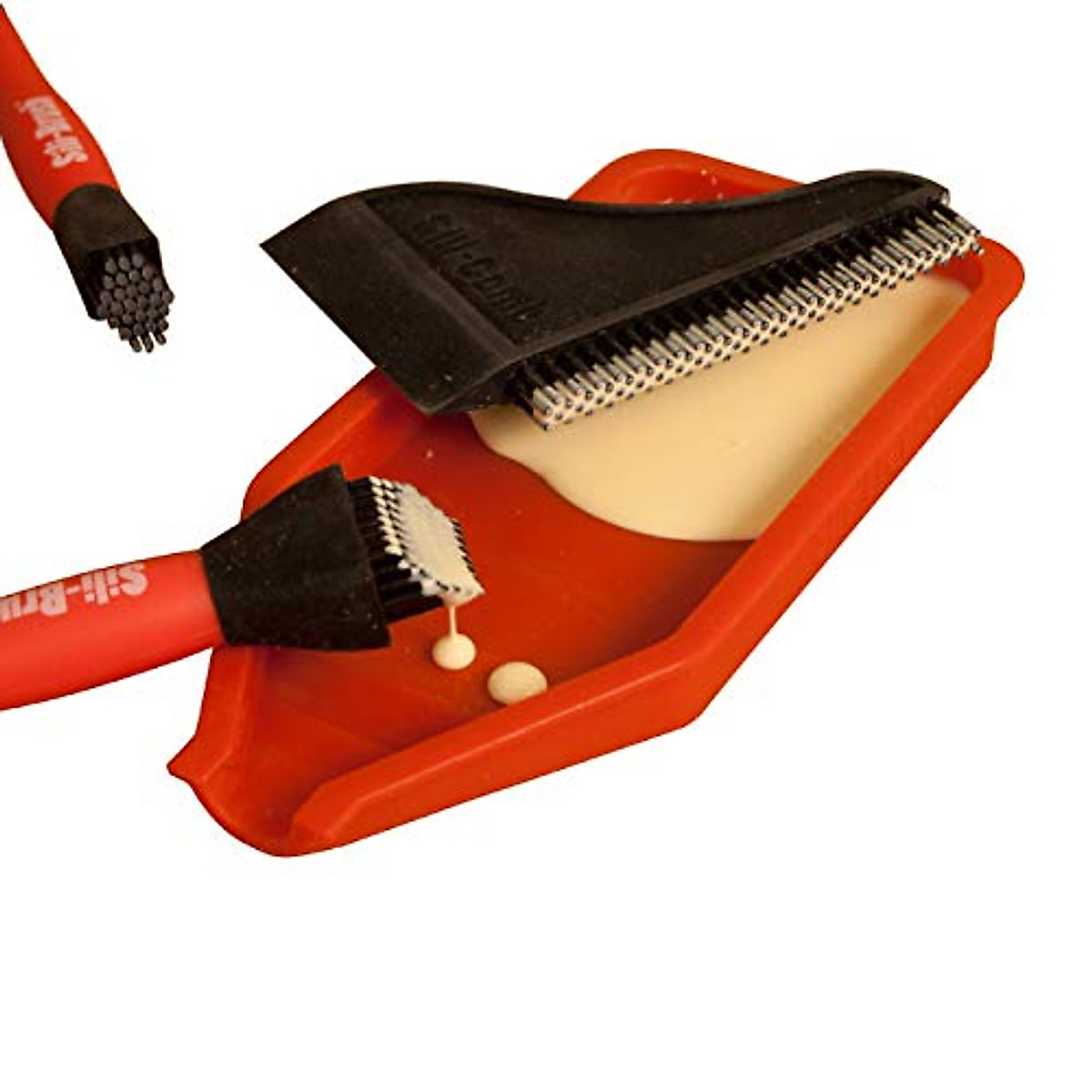 Sili The Complete Silicone Glue Kit - Wood Glue Up 4-Piece Kit – 2 Pack of Silicone Brushes, 1 Tray, 1 Comb – Woodworking, Arts, Crafts and White School Glue Spreader Applicator Set, Model: 4020