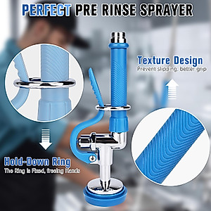 Spray Valve with 38" Flexible Pre Rinse Hose, Commercial Pre Rinse Sprayer with Stainless Steel Hose & Anti-Slip Pre Rinse Sprayer Assembly for Commercial Industrial Restaurant Kitchen Sink Faucet