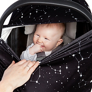 Moody Park Baby - Baby Carseat Cover - Ultra Soft and Stretchy Nursing Cover - 6-in-1 Multi-Use Carseat Cover Boy - Essentials for Baby Boy Baby Girl or Gender Neutral (Constellation)