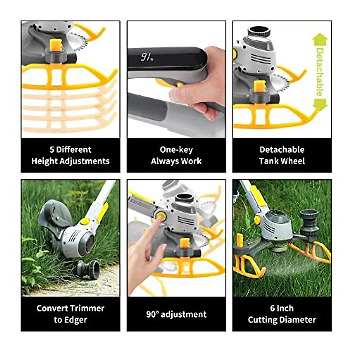 Cordless Lawn Mower 2in1 Lawn Mower Cordless Grass Trimmer LED Display Electric Whipper Strimmer Mowing Machine
