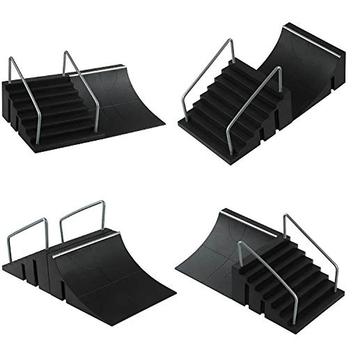 Skate Park Kit, ideallife Skate Park Kit Ramp Parts for Finger Skateboard Fingerboard Ramp Skate Park Kit Part Training Props with 2 Finger Skateboard (2PCS)