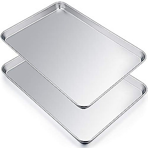 Extra Large Baking Sheet Set of 2, P&P CHEF Stainless Steel Bakeware Cookie Sheet Baking Pan, Rectangle 19.6''x13.5''x1.2'', Heavy Duty & Large Capacity, Oven & Dishwasher Safe