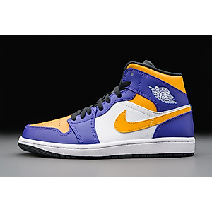 Jordan Men's Air Jordan 1 Mid, Dark Concord/Taxi-white-black, 10