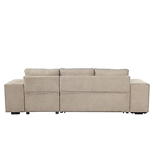Eafurn L Shaped Reversible Sleeper Sectional Sofa Pull Out Couch Bed with Storage Chaise Lounge and 2 Stools, Button Tufted Chenille Upholstered Convertible Pullout Sofabed for Living Room Office