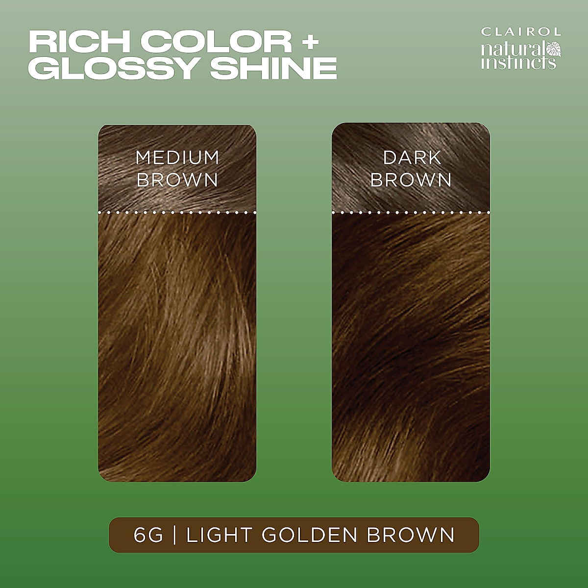 Clairol Natural Instincts Demi-Permanent Hair Dye, 6G Light Golden Brown Hair Color, Pack of 3