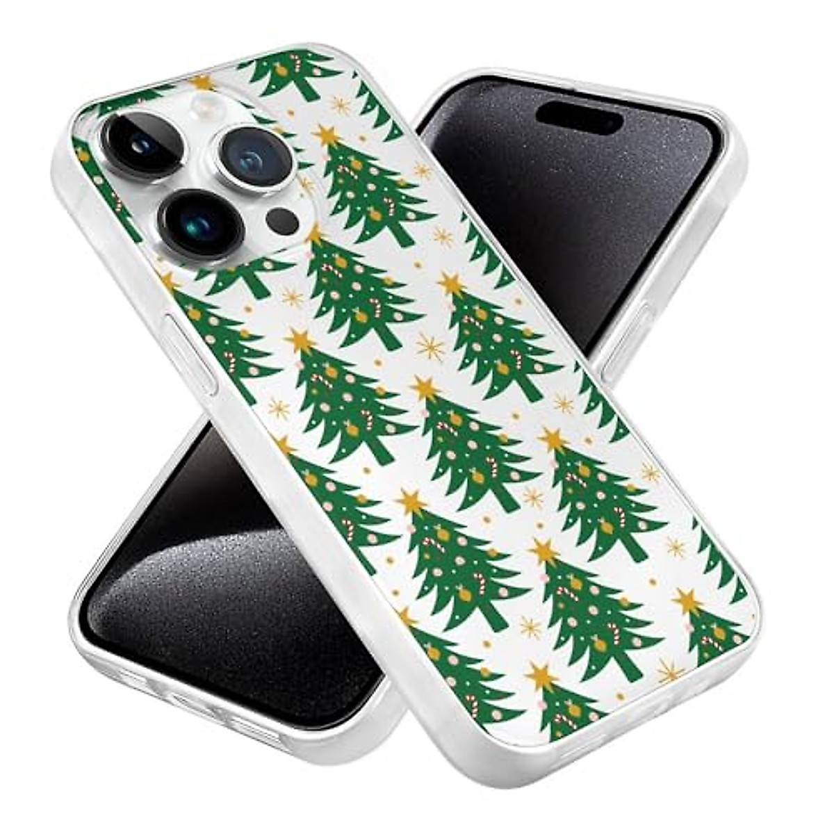Niapessel Compatible with iPhone 15 Pro Max Case Merry Christmas Tree Print Shockproof Protective Phone Cases Slim Thin Cover TPU for Women Men Boys Girls