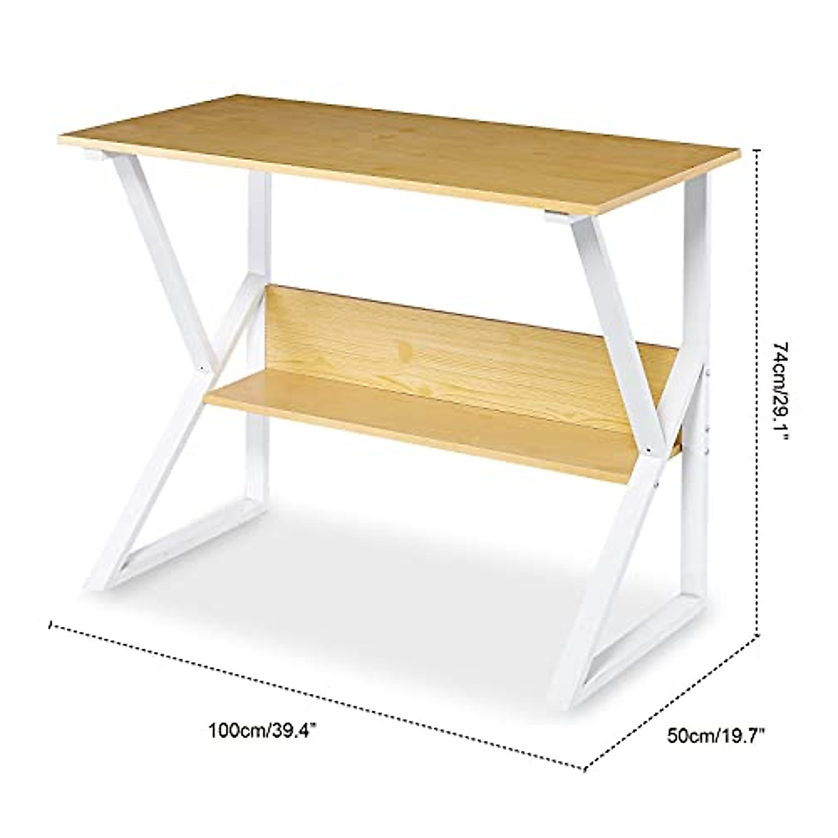MJWDP 39X20X29Inch K-Shaped Computer Desk w/Shelf PC Laptop Table Study Workstation Office Home