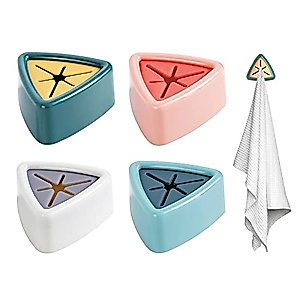 Tswcbyy 4 Pieces Self Adhesive Towel Hooks ,Hand Towel Holders, Kitchen Towel Hooks, Wall Mount Push Hooks for Kitchen, Bathroom, Camper, Rv, Easy to Install and Fun to Use