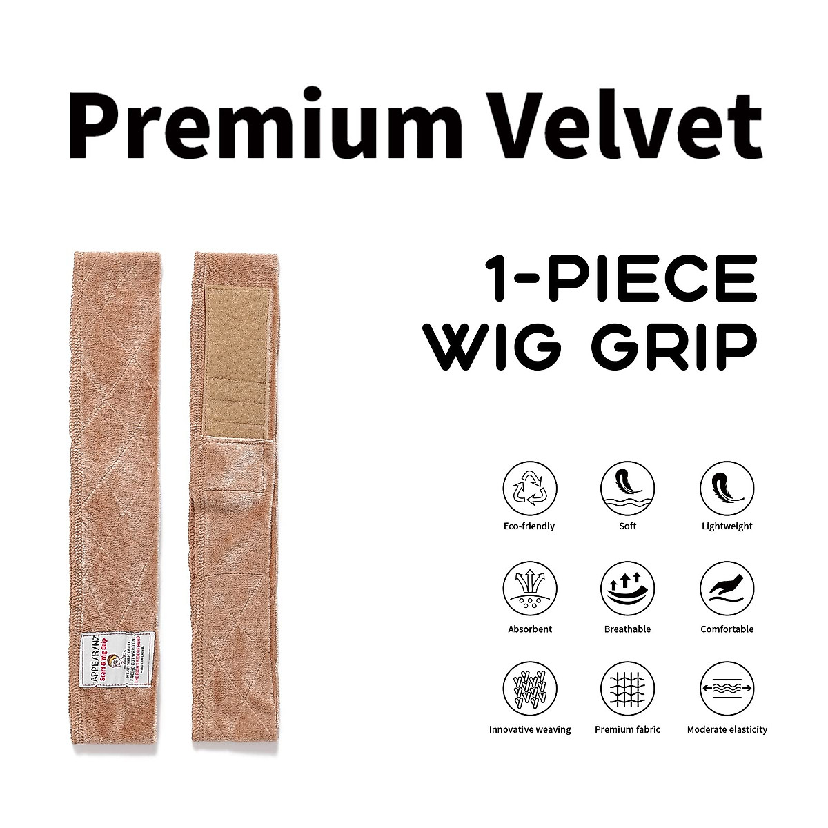 Appearanz Wig Grip Band for Lace Front, No-slip Velvet Wig Grip Headbands for Women (Beige)