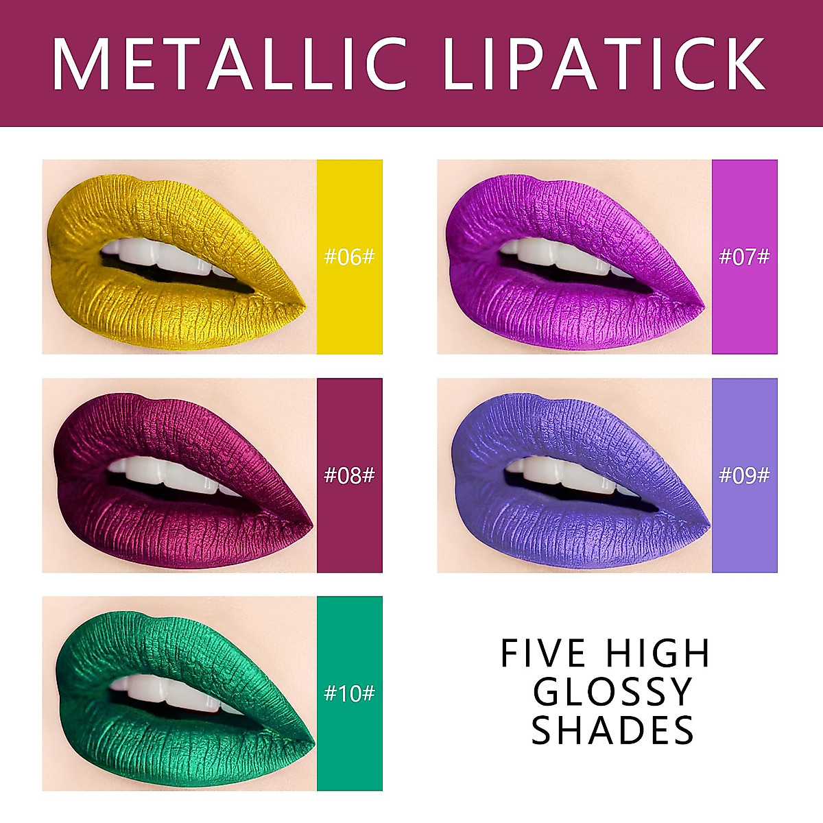 KYDA 10 Colors Lipstick, Matte Velvet&Glitter Metallic Colors, for Glossy Radiant&Full Matte Lip Gloss, Non-Stick Cup Long Wear Lip Glaze, High Pigmented Lipstick Cosmetic-SET A