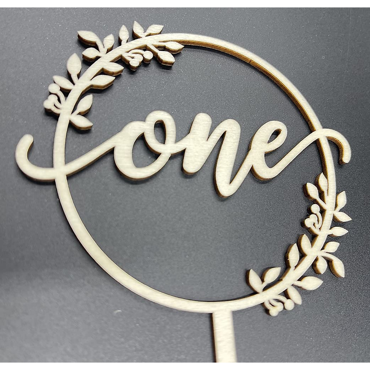 Wooden Gold One 1st Cake Topper New Borth Age Happy Birthday Cake Decorations First Anniversary Double Face