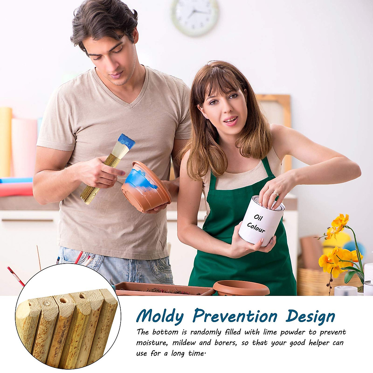 2 Pieces Hake Blender Brush Bamboo Brush for Ceramics Paint Brush Applicator Artist Drawing Brush Craft Painting Brushes for Watercolor, Wash, Ceramic and Pottery Painting (Classic Style)