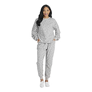 Mud Pie Women's Miles Sweatshirt, Gray Leopard, Small