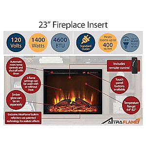 Ameriwood Home Barrow Creek Fireplace Console with Glass Doors, TVs up to 60", White