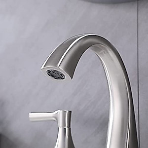 VAPSINT Widespread 2 Handle 3 Hole Brushed Nickel Bathroom Faucet,Modern Lavatory Vanity Bathroom Sink Faucet with Pop Up Drain