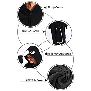 ofodoing Adult Animal Crow One-piece Pajamas Cosplay Animal Homewear Sleepwear Jumpsuit Costume for Women Men