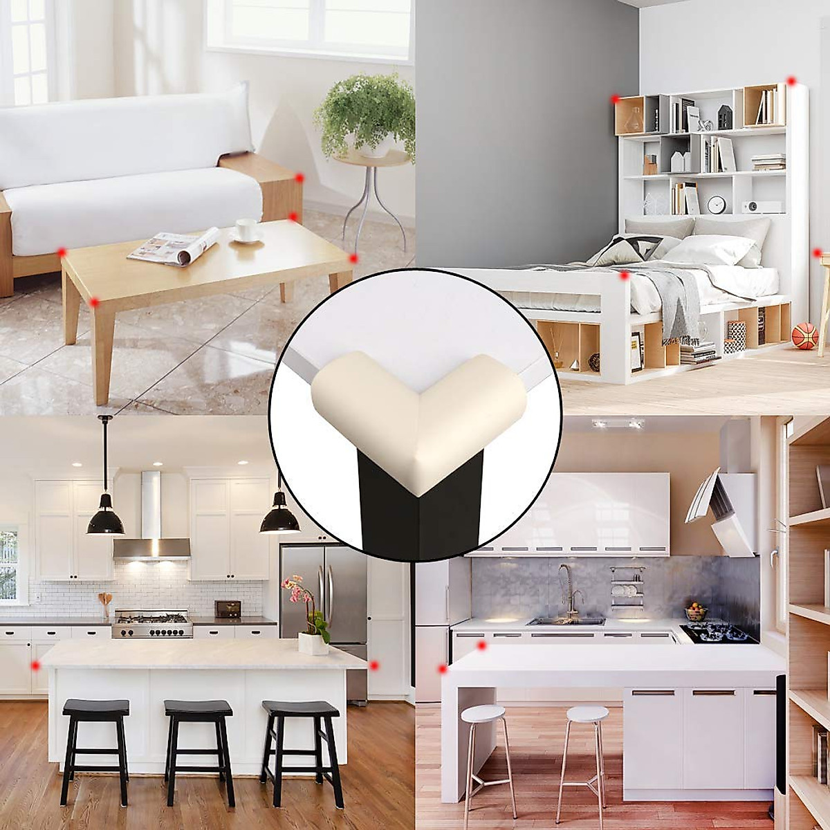 Eoney Corner Guards | Corner Protectors for Baby Safety | Furniture Table Safety Bumper | with 3M Tape(10 Pack) (Beige)